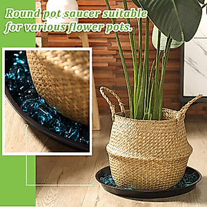 Eccliy 12 Pcs Plastic Plant Saucers Round Plant Tray Large Flower Plant Pot Saucer Heavy Duty Planter Water Trays Thick Plant Drip Saucers for Indoors and Outdoors (Black, 16 Inch)