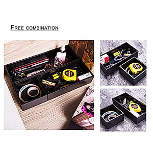 Sansnow Black Boxes Drawer Organizer Bamboo Organizer Boxes Set of 3 Black