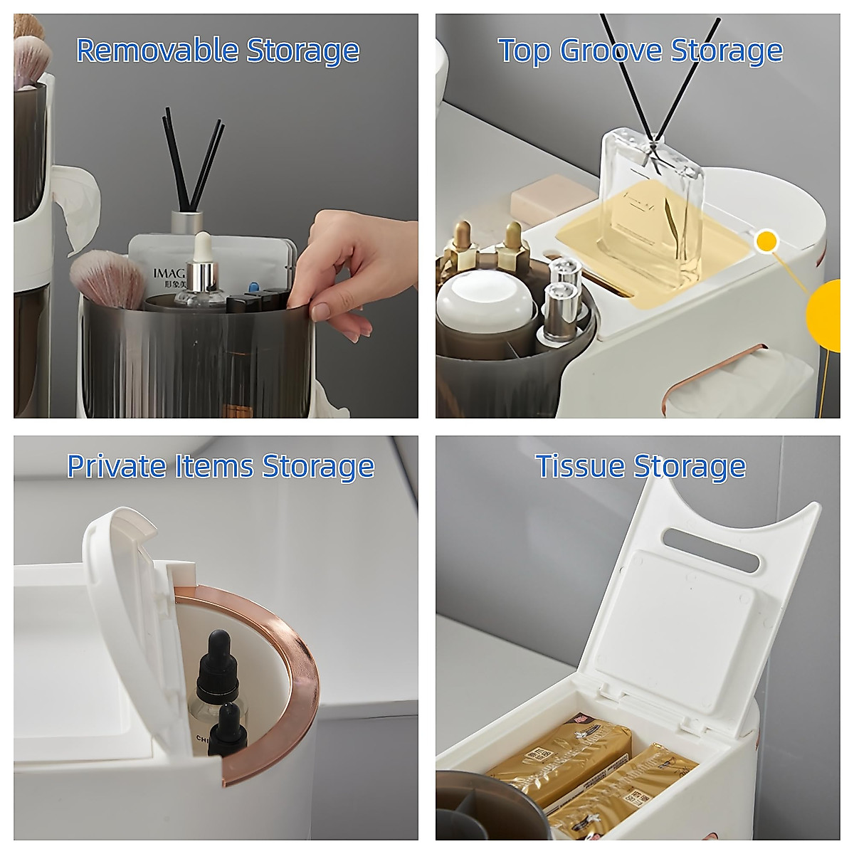 MOSAMNI 4-Tiers Slim Bathroom Storage Cabinet, Waterproof Narrow Storage Cabinet, Bathroom Storage Floor Cabinet with Drawers for Small Spaces