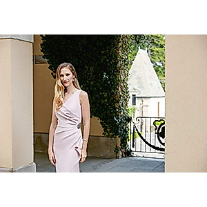 Alex Evenings Women's Slimming Long Side Ruched Dress with Cascade Ruffle Skirt, Blush, 12