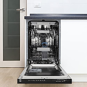 ZLINE Autograph Edition 18" Compact 3rd Rack Top Control Dishwasher in Black Stainless Steel with Champagne Bronze Handle, 51dBa (DWVZ-BS-18-CB)