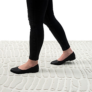 Abani Cream Area Rug for Living Room, Bedroom - Pebble Pattern - 8 x 10 - Durable & Easy to Clean