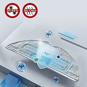 Home Times Vacuum Mop Replacement Pads For Roborock MaxV/ S7 MaxV Plus/ S7 MaxV Ultra/ S7/ S7+ Reusable Hard Floor Cloth Expert Wet Replacement Microfiber Soft Pad (4 Silver Ion Mop Pads)
