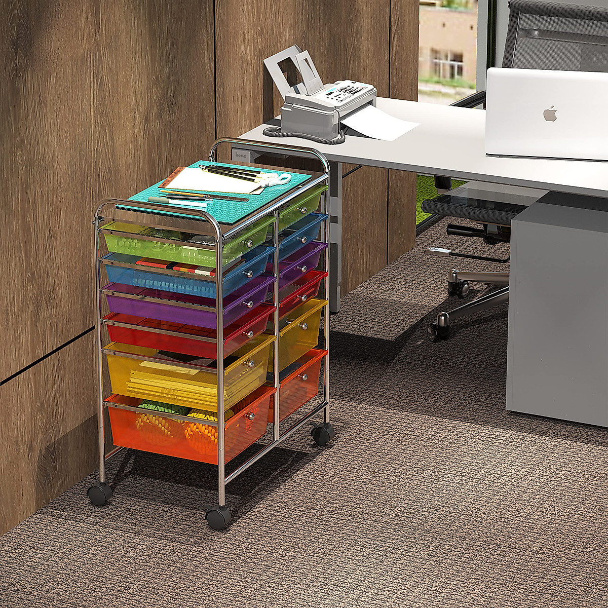 Simple Houseware 12-Drawers Rolling Storage Cart, Multicolor