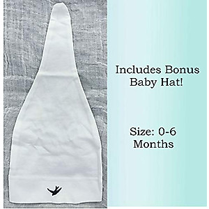 Under His Wings Muslin Swaddle & Bonus Baby Hat with Scripture Quote (Psalm 91) - 100% Organic Unbleached Cotton - Swaddle/Blanket is a Unique Shower & Baptism Gift -