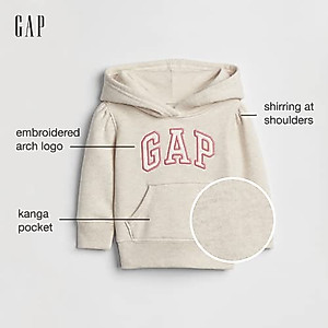 GAP baby girls Logo Pullover Hoodie Sweatshirt, Heather Grey, 3T US