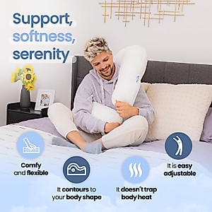 Contour Swan Original Body Pillow | Cozy, Huggable Pillow for Back, Hip, Knee, and Leg Relief | Total Comfort and Support for Side Sleepers | As Seen on TV