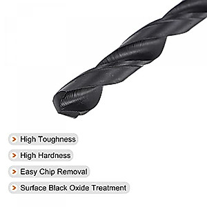uxcell 6542 High Speed Steel Straight Shank Twist Jobber Drill Bit, Fully Ground Black Oxide Drill Bits 6.1mm Drill Diameter 93mm Total Length 4 Pcs