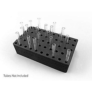 Polar Whale Test Tube Rack Black Foam Storage Rack Organizer Stand Transport Holds 50 Tubes Fits up to 10mm Diameter