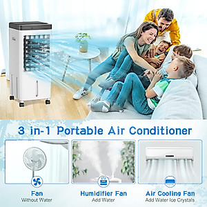 Air Conditioners,2024 Upgraded Portable Air Conditioner with 3 Gal Water Tank, Air Conditioner Portable for Room with 6 Ice Box, 3-in-1 Super Wind Quiet Swamp Cooler, AC for Room/Bedroom/Garage