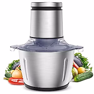 Food Chopper Electric, LINKChef Meat Grinder Electric 400W Food Processor 8 Cup 2L Stainless Steel Meat Blender Mini Food Chopper for Meat, Vegetables, Fruits and Nuts with 4 Sharp Blades