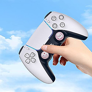 PERFECTSIGHT Cute Thumb Grip Caps for PlayStation 4/5, PS5, PS4, Xbox Series X/S, Xbox One, Switch PRO Controller, 4PCS Kawaii Soft Rubber 3D Analog Thumbsticks Grips Joystick Cover - Glitter Ghost