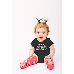 I'd Flex But I like This Shirt - Funny Baby Essentials Bodysuit - Newborn Baby Boy Clothes (Newborn, Black)