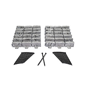 EasyFlex No-Dig Landscape Edging with Anchoring Spikes, 2.7 in Tall Decorative Stone-Look Garden Border, 15 Foot Kit, Slate Gray & Tall Wall No-Dig Landscape Edging, 90' kit