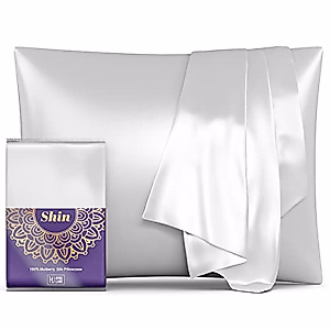 Hyde Lane 25 Momme 100% Pure Mulberry Silk Pillowcase for Hair and Skin with Hidden Zipper, Both Side Grade 6A Silk, Luxury Smooth and Soft,Real Silk Pillow Case, 1pc Standard 20''x26'',White