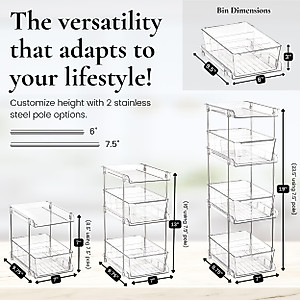 3 Tier Clear Under Bathroom Sink Organizer Pull Out Drawer | Bathroom Cabinet Organizer Under Sink | Under Vanity Organizer | Medicine Cabinet Storage | Bathroom Counter Organizer | (2 Pack)