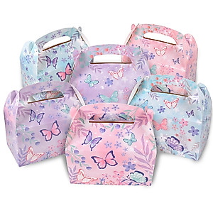 Butterfly Birthday Party Supplies Butterfly Party Favor Box, Gift Box, Treat Boxes, Candy Box for Butterfly Birthday Party Decorations, Mix 3 designs, 24Pack.