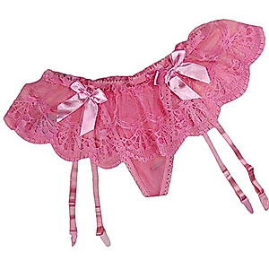 Toxz Women Sexy Lingerie Lace Top Garter Belt Thigh Stocking Pantyhose,Floral Lace Babydoll,G-String/Thong,Plunging Eyelash,Sheer Perspective Embroidered