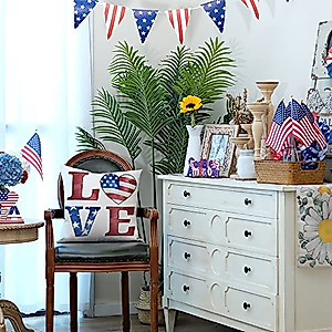 GEEORY 4th of July Decorations Pillow Covers 18x18 Set of 4 Memorial Day American Flag Stars and Stripes Patriotic Throw Pillow Covers Love America Pillows Case Independence Day Decor