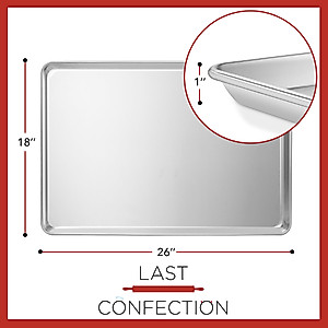 Last Confection 18" x 26" Commercial Grade Baking Sheet Pans, 4 Pack - Aluminum Full-Size Rimmed Cookie Sheet Trays