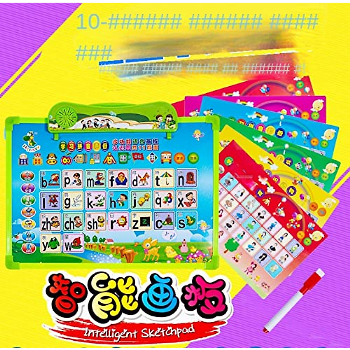 KBREE Mural Chart for Toddlers Children Learn Pinyin Literacy