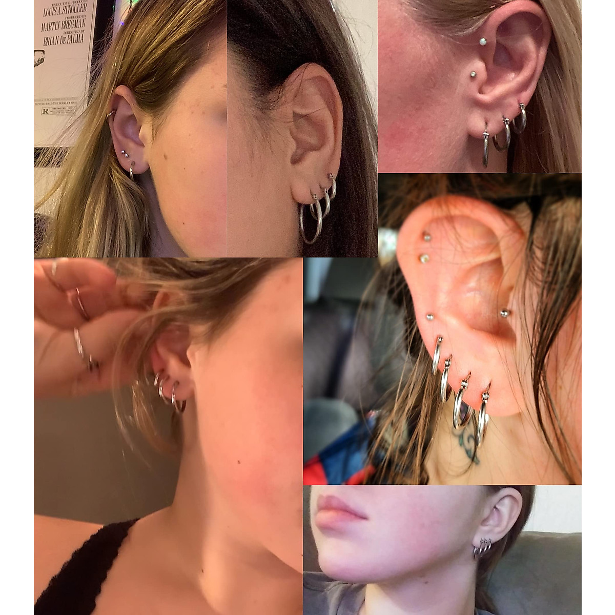 JOERICA 5 Pairs Small Hoop Earrings Set 925 Sterling Silver Post Clasp Hoop Earrings for Women Men 8mm, 10mm, 12mm, 15mm, 20mm