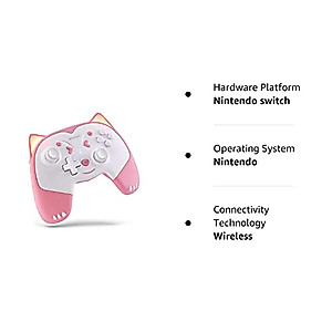 KINVOCA Wireless Controller for Nintendo Switch/Switch Lite, Cute Pro Controller with Turbo, Motion, Vibration, Wake-Up, Headphone Jack and Breathing Light - Pink