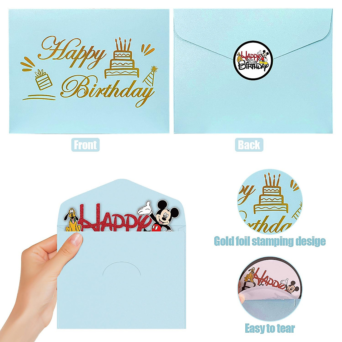 EnlSinr Mouse Cake Topper, Mouse Birthday Party Decorations Mouse Birthday Party Supplies with Dog Star and White Gloves for Kids Boys Birthday Party Decorations Supplies(Double-sided)