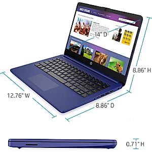 HP Stream Laptop 2023 Newest 14" HD Display, Intel Celeron N4120 Processor, 4GB RAM, 64GB EMMC, ‎Intel UHD Graphics 600, Webcam, Wi-Fi, Bluetooth, Windows 11 Home in S Mode