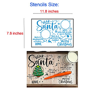 Dear Santa Tray Stencils for Painting on Wood, Christmas Theme Santa Plate Stencils, Santa Milk Carrot Cookies for Santa Tray Stencils 7PCS