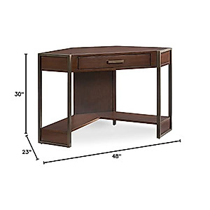 Leick Home Riley Holliday Computer Desk with Dropfront Keyboard Drawer, Furniture, Espresso/Gold