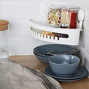 TAILI Bathroom & Kitchen Suction Cup Storage Basket Set Pack of 2 Wall Mounted Organizer for Shampoo,Soap, Conditioner, Shower Caddy Drill-Free with Vacuum Suction Cup for Kitchen & Bathroom