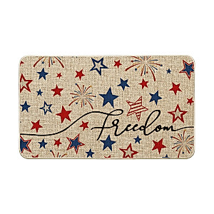 Artoid Mode Stars Freedom Patriotic 4th of July Doormat, Memorial Day Home Decor Switch Rug Door Mat Floor Mat for Indoor Outdoor 17x29 Inch