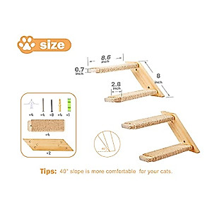 Cat Climbing Stair Shelf Wall Mounted Reversible Left & Right Direction, Cat Stairway Shelf for Climbing with Sisal Rope Ladder Cat Wall Furniture