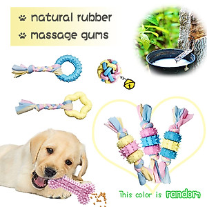 BENSEAO Puppy Chew Toys for Teething Puppy Toys Small Dog Toys Puppy Teething Toys Dog Chew Toy Rope Balls Interactive Teeth Cleaning Tug Toys Storage Basket
