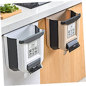 PRETYZOOM 1pc Trash Can Folding Storage Bin Trash Basket Storage Tank Wall-Mounted White