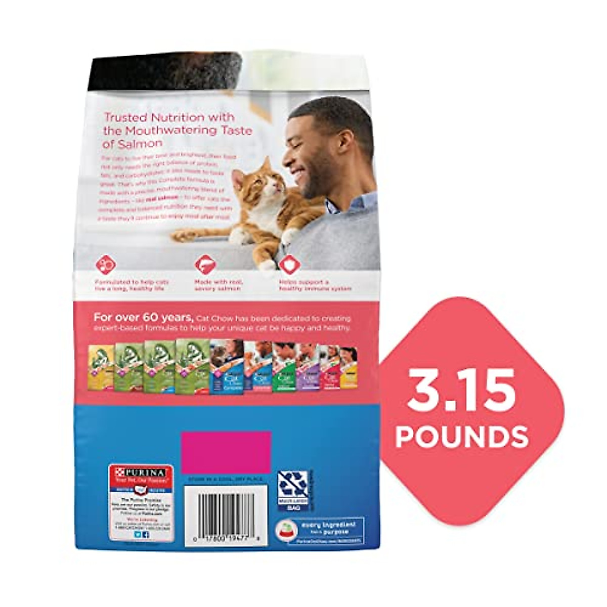 Cat Chow Complete High Protein with Salmon Cat Food Dry Formula - (4 Packs of 4) 3.15 lb. Bags