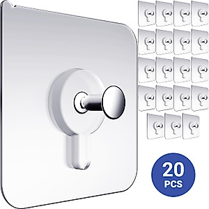 Picture Hangers Without Nails, Nail Free Wall Hangers,20 Counts Adhesive Wall Hooks for Hanging with Waterproof and Oilproof,13 lbs Load Max