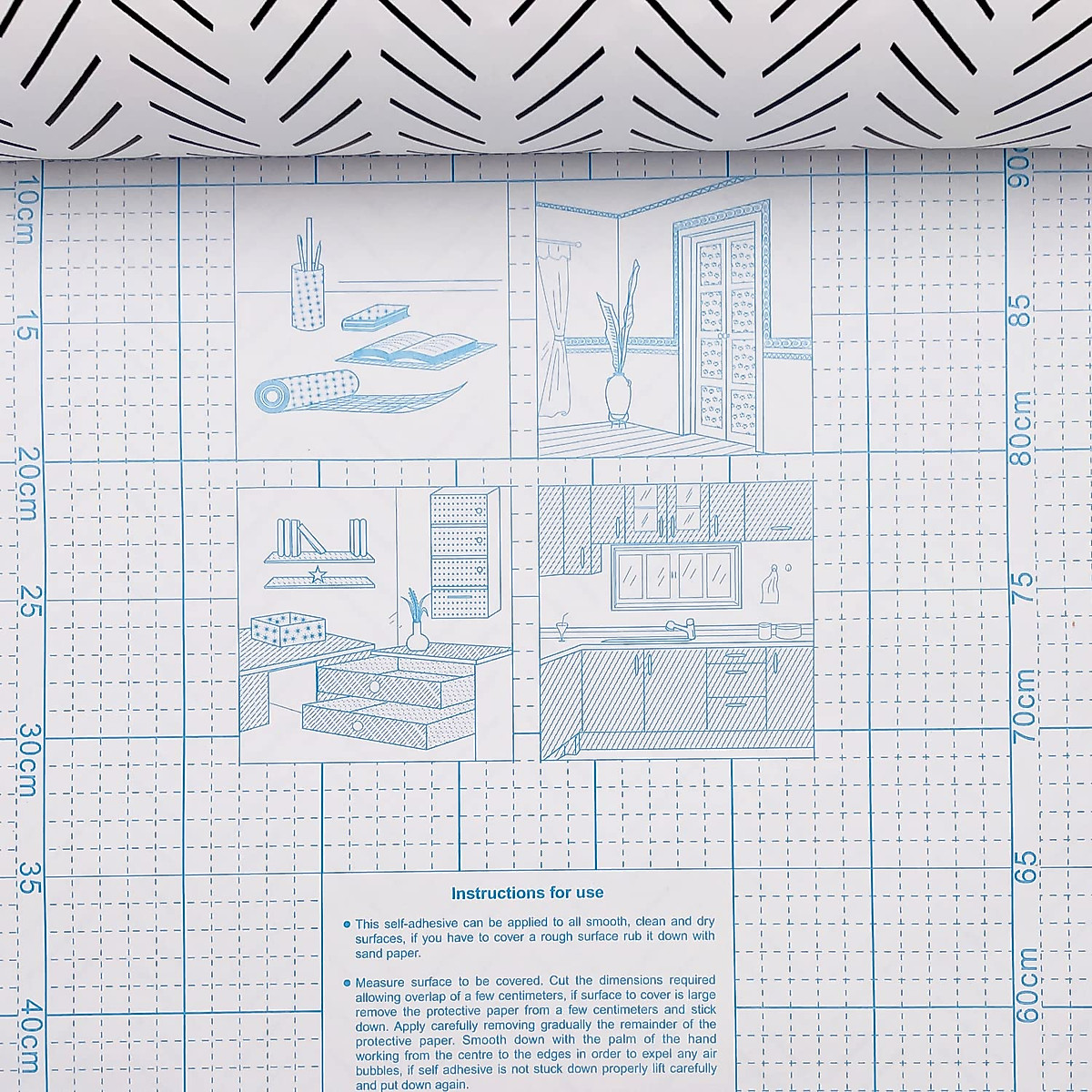 Yifasy Black and White Shelf Liner 9.8 ft Roll Self-Adhesive Wallpaper Bias Revamp Furniture Wall Surface Drawer Sticker 17.7 Inch Wide (S-118.1x17.7 Inch)