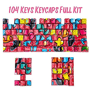 UniCusMech ABS Keycaps 104 Keys OEM Profile Gaming Keycap Set Backlight Frosted Thickened for Cherry MX Gateron Kailh Switch Mechanical Keyboard(Red)