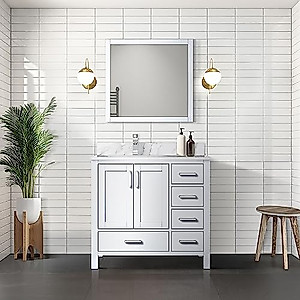 Lexora Jacques 36 in. W x 22 in. D Left Offset White Bath Vanity