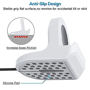 Stand for Samsung Galaxy Watch 7 40,44mm /Watch Ultra/Watch 6 Classic/Watch 5/Watch 5 Pro Charger,Non-Slip Silicone Charger Dock Accessories Support Charging Holder -White, Charger Cable Not Included