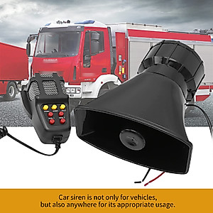Anxingo 80W 7 Tone Sound Car Police Siren Horn with Mic PA Speaker System Emergency Sound Amplifier Electric Horn-Hooter