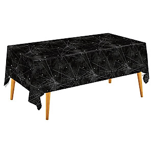 Gatherfun Halloween Party Supplies - Spider Webs Disposable Tablecloth Plastic Table Cover, Ideal for Halloween Spider Webs Party Decorations, 54 X 108 Inch, 3 Pack