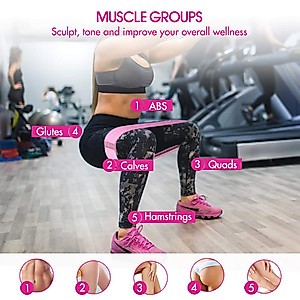 Resistance Bands, Fabric Workout Bands for Women & Men, Cloth Booty Resistance Loop Bands, Non-Slip Thick Squat Bands for Butt, Legs, Thigh, Hip and Glute Excersing, Home Fitness, Pilates, Yoga