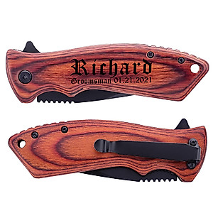 Groomsmen Gifts For Men Wedding Knife Set - Personalized Pocket Knife Custom Knife Gift Options - Best Groomsman, Mens Bachelor, Best Man Proposal Gift Set - 6 Font
