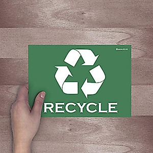 IGNIXIA Pack of 02 Recycle Sign Decals self Adhesive - Recycling Stickers Large 10 x 7 Inches Recycle Sticker for Trash can - Recycle Labels (Green)