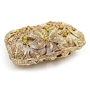 ZLXDP Evening Hollow Out Crystal Floral Diamond Evening Clutch Bag Party Wedding Purse