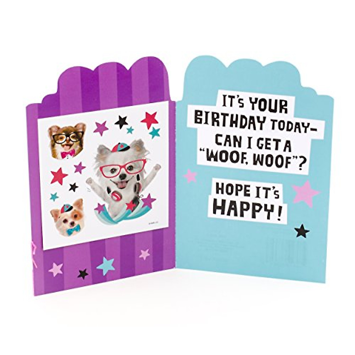 Hallmark Birthday Card for Kids (Dogs with Glasses Stickers)