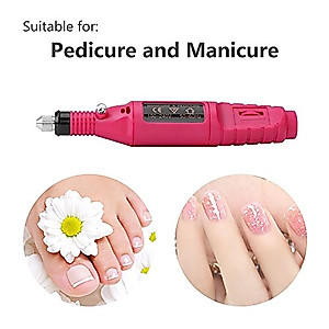 Pinkiou Portable Electric Nail Drill Set Pen Sander Polish Machine Acrylic Gel Removal Manicure Filer Kit with 6 Nail Drill Bits Pedicure Efile Rotary Carver Nail Art Tools